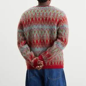 BEAMS Jacquard Chevron Cardigan