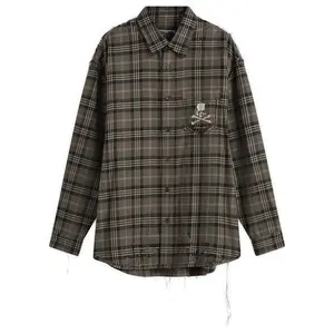 MASTERMIND WORLD Reversible Raw Edge Plaid Shirt In | Size: | 100% Cotton | End Clothing - Gray Plaid