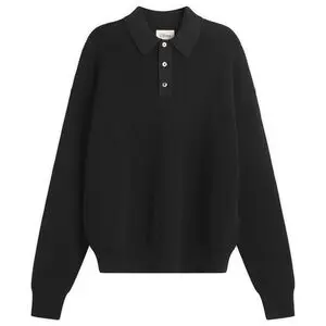 RONNING Long Sleeve Knit Polo - Black