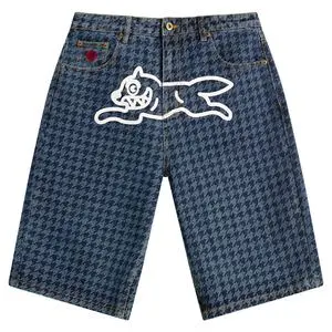 ICECREAM Houndstooth Running Dog Jorts - Indigo