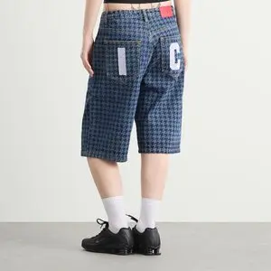 ICECREAM Houndstooth Running Dog Jorts - Indigo