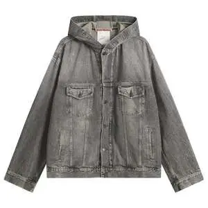 Acne Studios Gothik Wash Hooded Denim Jacket - Washed Black