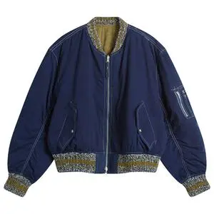 STORY MFG. Seed Printed Wonky-wear Bomber - Indigo