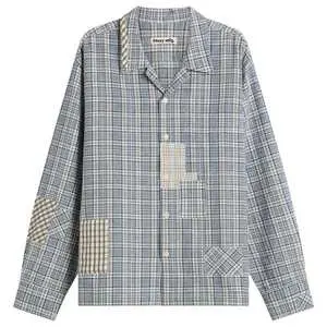 STORY MFG. Greetings Patchwork Long Sleeve Shirt - Indigo