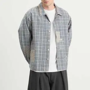 STORY MFG. Greetings Patchwork Long Sleeve Shirt