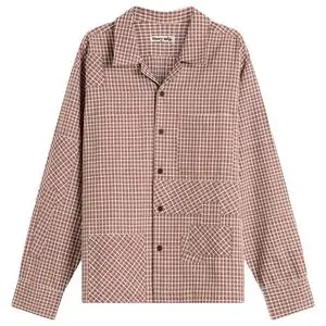 STORY MFG. Patchwork Check Long Sleeve Shirt - Brown
