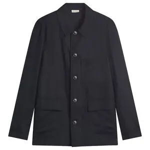 Dries Van Noten Pinstripe Worsted Wool Jacket - Navy