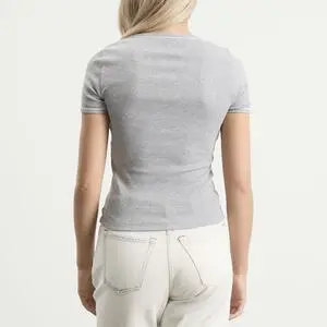 MARINE SERRE Ribbed Square Neck T-shirt - Grey