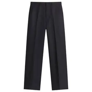 Dries Van Noten Pinstripe Worsted Wool Trouser - Navy