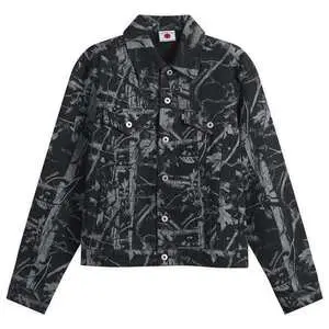ICECREAM Tree Camo Denim Trucker Jacket - Black