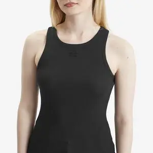 GANNI Soft Cotton Rib Tank Top - Black