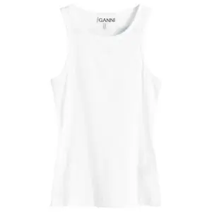 GANNI Soft Cotton Rib Tank Top - Bright White