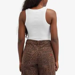 GANNI Soft Cotton Rib Tank Top - Bright White