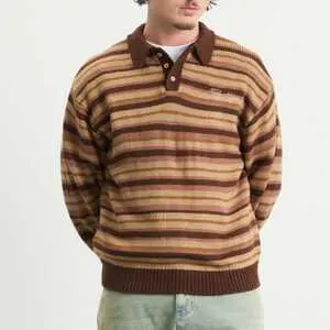BUTTER GOODS Ombre Stripe Knit Polo Sweater