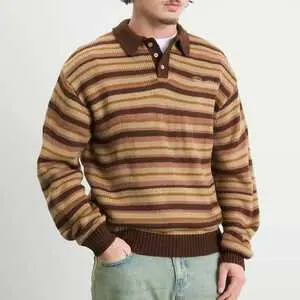 BUTTER GOODS Ombre Stripe Knit Polo Sweater