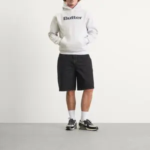 BUTTER GOODS Plaid Logo Applique Hoodie - Ash