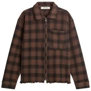 ABOUT:BLANK Plaid Zipped Overshirt In | Size: | 100% Cotton | End Clothing - Brown