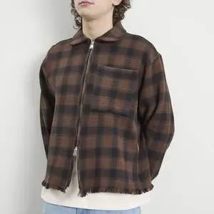 ABOUT:BLANK Plaid Zipped Overshirt In | Size: | 100% Cotton | End Clothing
