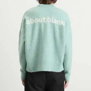 ABOUT:BLANK Mohair Knitted Logo Crewneck Sweater - Mint/ecru