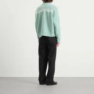 ABOUT:BLANK Mohair Knitted Logo Crewneck Sweater - Mint/ecru
