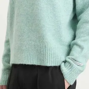 ABOUT:BLANK Mohair Knitted Logo Crewneck Sweater - Mint/ecru