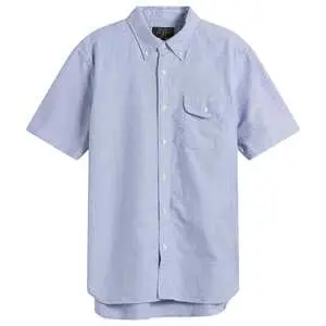 BEAMS Button Down Short Sleeve Oxford Shirt - Sax