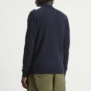 BEAMS 12g Knit Long Sleeve Polo - Navy