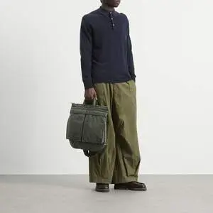 BEAMS 12g Knit Long Sleeve Polo - Navy