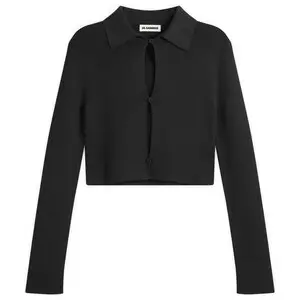 JIL SANDER Button Front Cardigan - Black