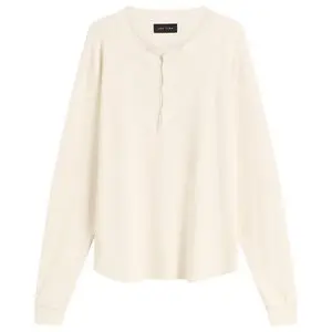 LES TIEN Thermal Baseball Henley - Ivory
