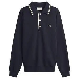 Drole De Monsieur Logo Long Sleeve Polo - Navy