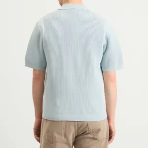 Drole De Monsieur Monogramme Open Weave Polo - Light Blue