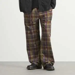 Needles Embroidered Madras Plaid Easy Pants
