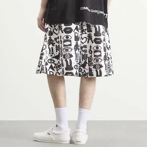 Comme Des Garçons Cotton Pagowski Shorts - White/black