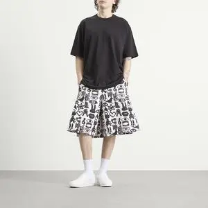 Comme Des Garçons Cotton Pagowski Shorts - White/black