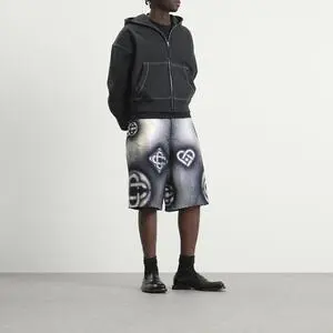 Casablanca Pearlescent Monogram Denim Shorts