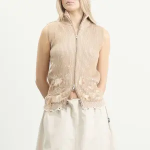 MAISON MARGIELA Knitted Gilet - Camel/chalk