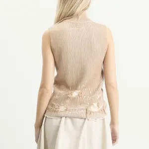 MAISON MARGIELA Knitted Gilet - Camel/chalk