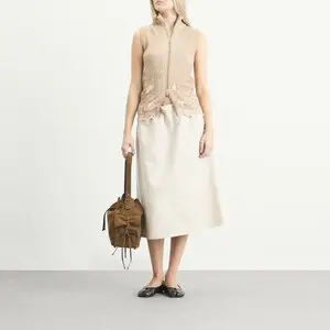 MAISON MARGIELA Knitted Gilet - Camel/chalk
