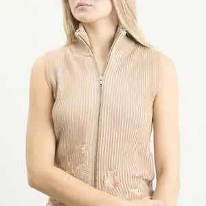 MAISON MARGIELA Knitted Gilet - Camel/chalk