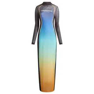 Casablanca Mesh Printed Gradient Maxi Dress - Multi