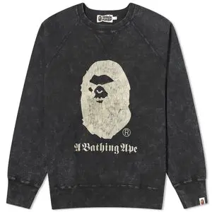 A BATHING APE Overdye Crew Neck Sweatshirt - Black