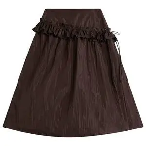 DAMSON MADDER Flavia Midi Skirt Presented End - Choc