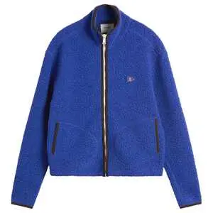 DRAKE'S Boucle Wool Zip Fleece Jacket - Blue