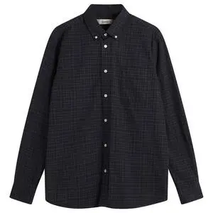 FORET Creek Heavy Flannel Check Overshirt - Navy