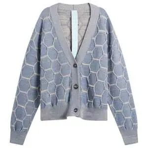 EBIT Honeycomb Knit Cardigan - Blue