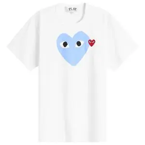 Play Comme Des Garcon Red Heart Colour Heart T-shirt - White/red/blue