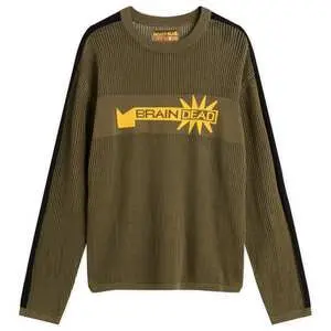 BRAIN DEAD Long Sleeve Mesh Jumper - Green