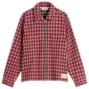 BRAIN DEAD Check Mate Flannel Zip Shirt - Black Multi