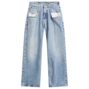 MAISON MARGIELA 5 Pockets Contrast Boyfriend Jeans - Blue